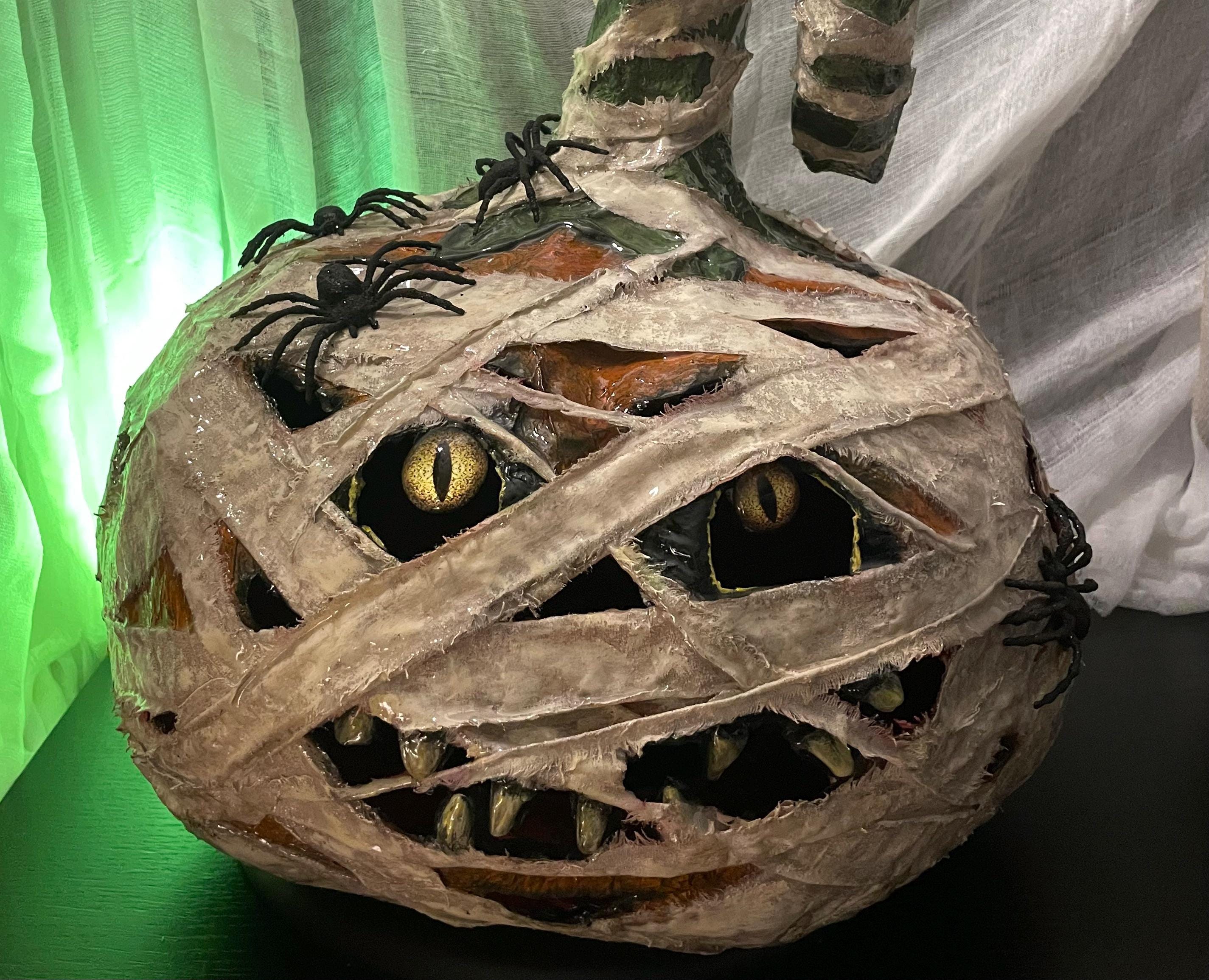 Goofy Pumpkin Mummy With Cat's Eyes and a Toothy Grin - Etsy