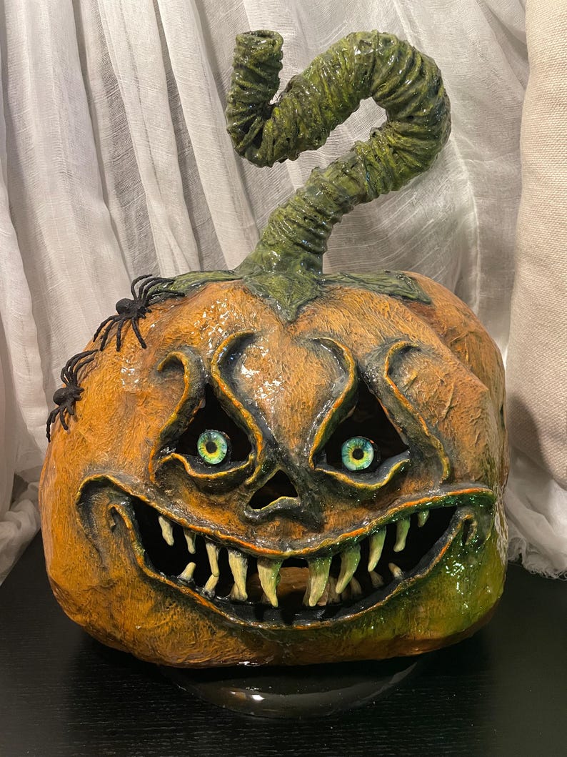 Evil Pumpkin With Toothy Grin Seasonal Decor - Etsy