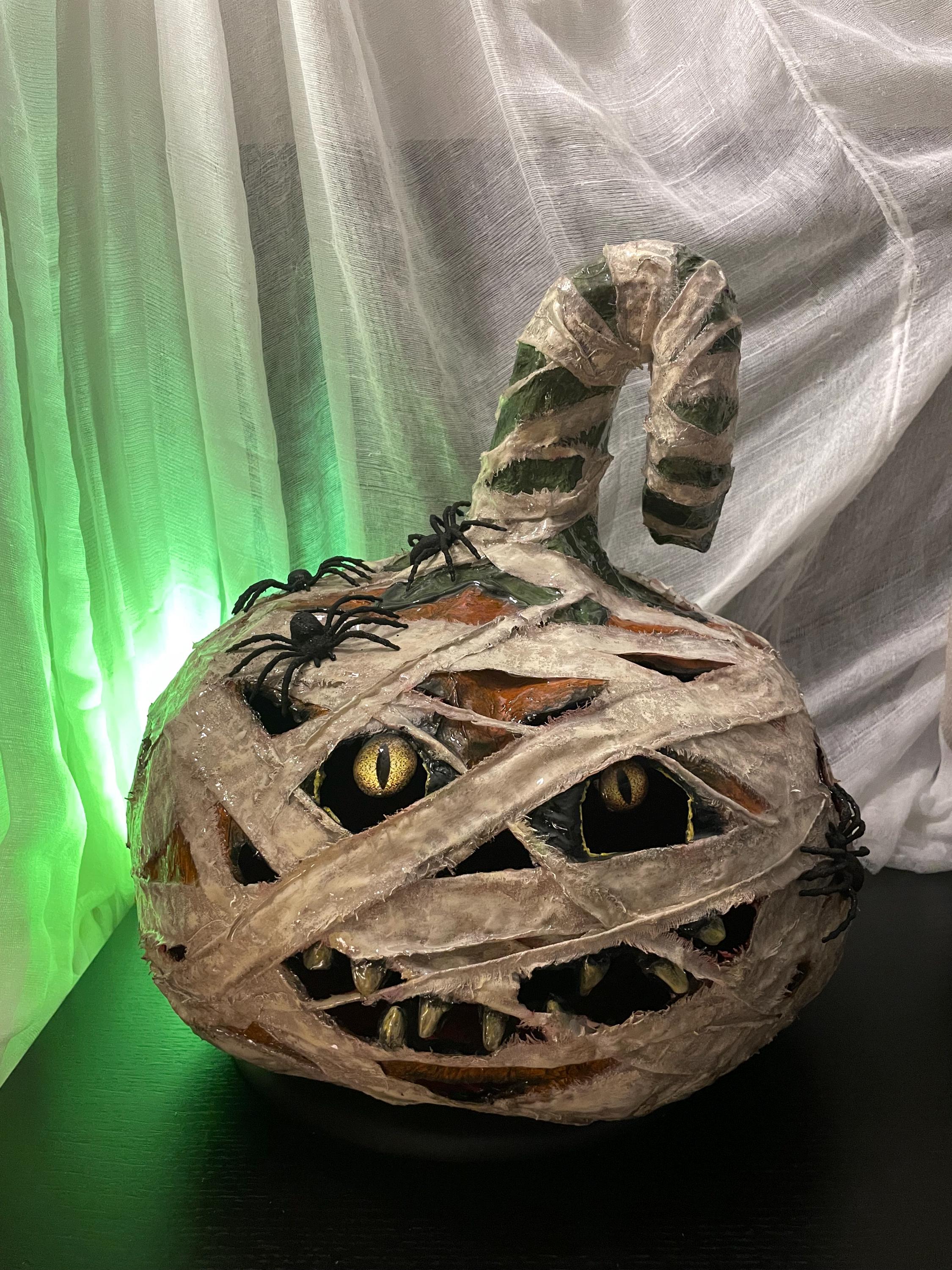 Goofy Pumpkin Mummy With Cat's Eyes and a Toothy Grin - Etsy