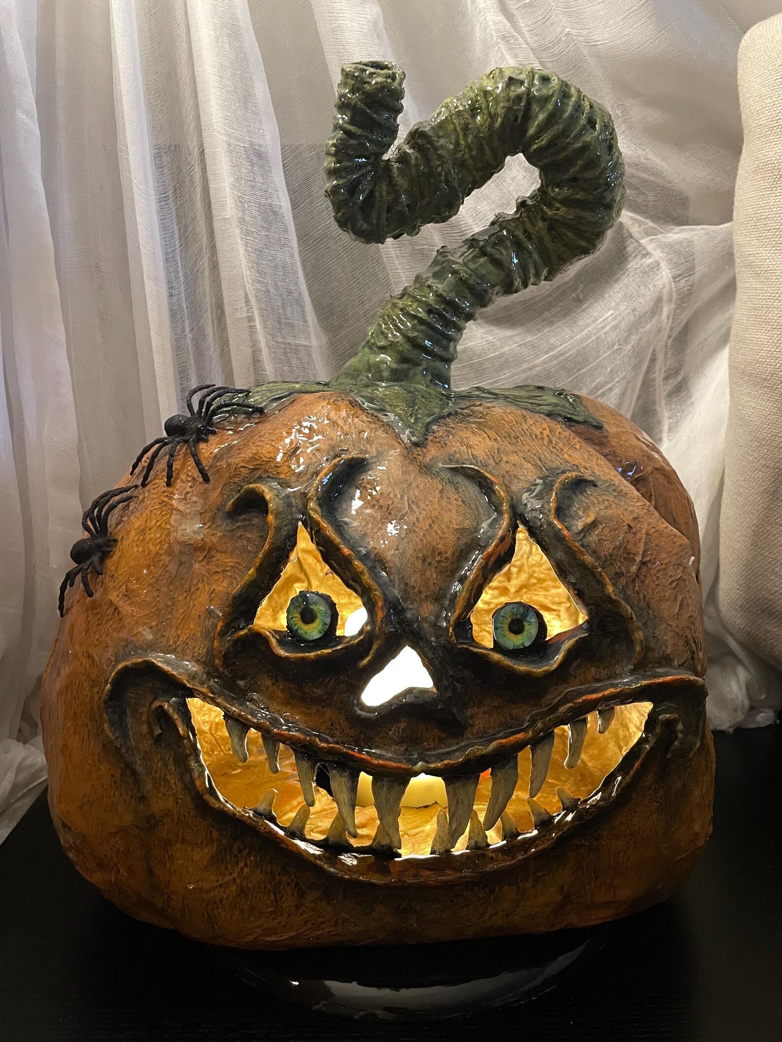 Evil Pumpkin With Toothy Grin Seasonal Decor - Etsy