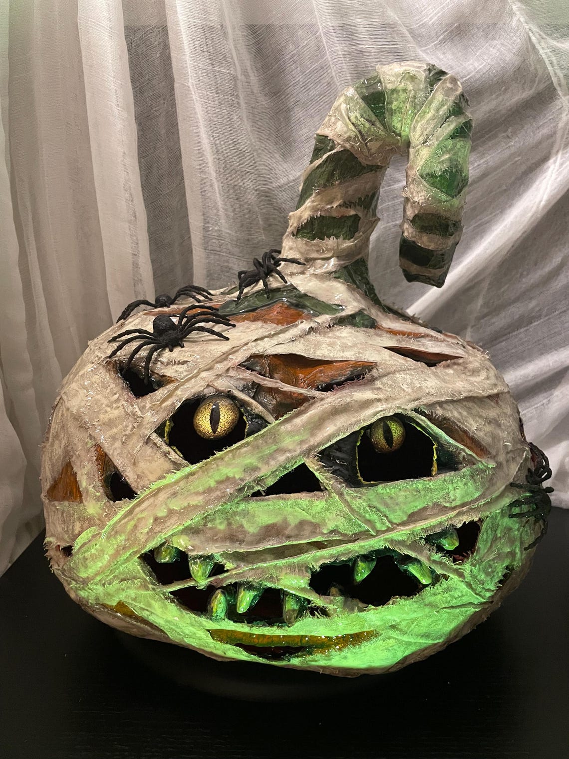 Goofy Pumpkin Mummy With Cat's Eyes and a Toothy Grin - Etsy
