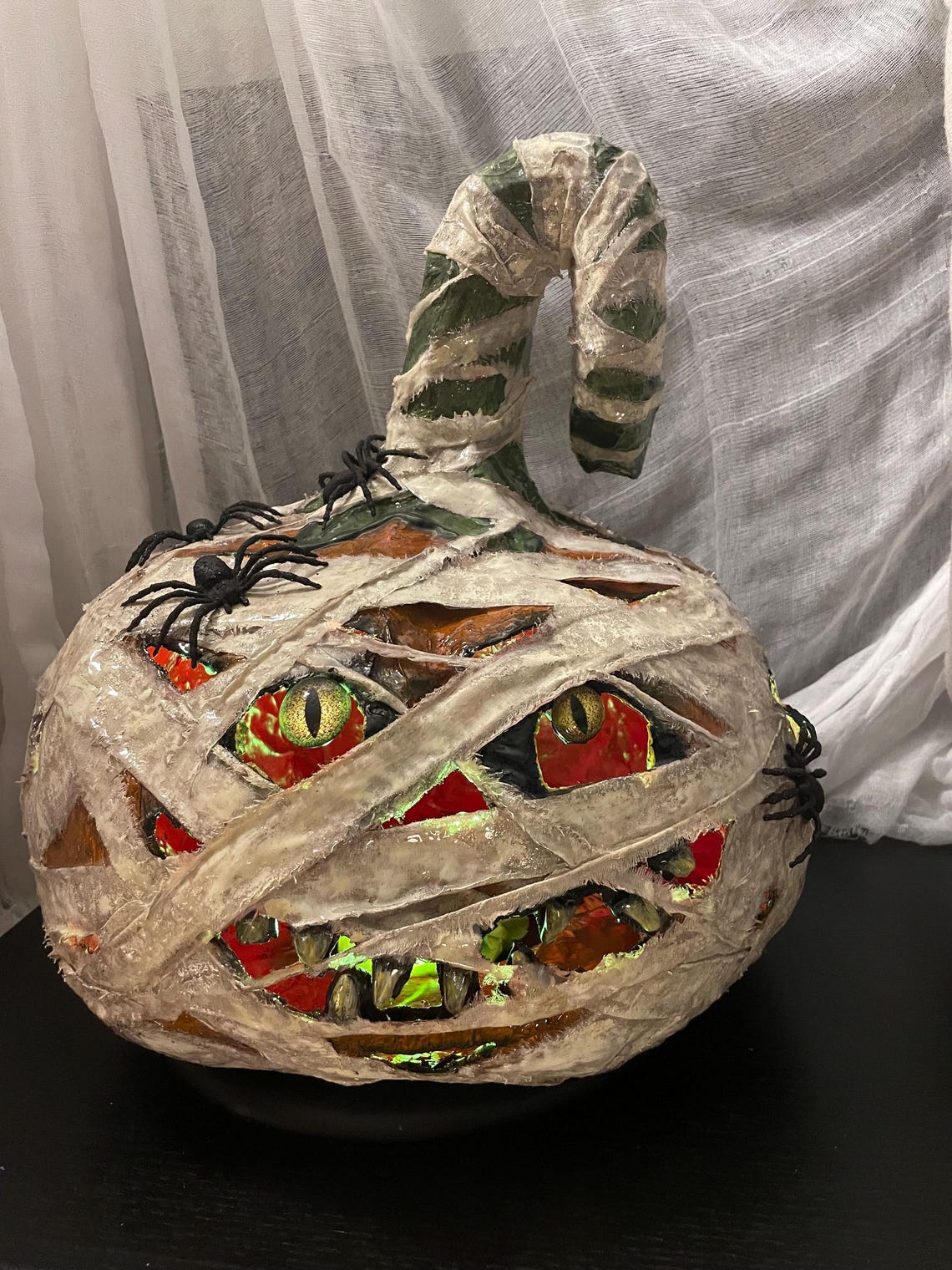 Goofy Pumpkin Mummy With Cat's Eyes and a Toothy Grin - Etsy