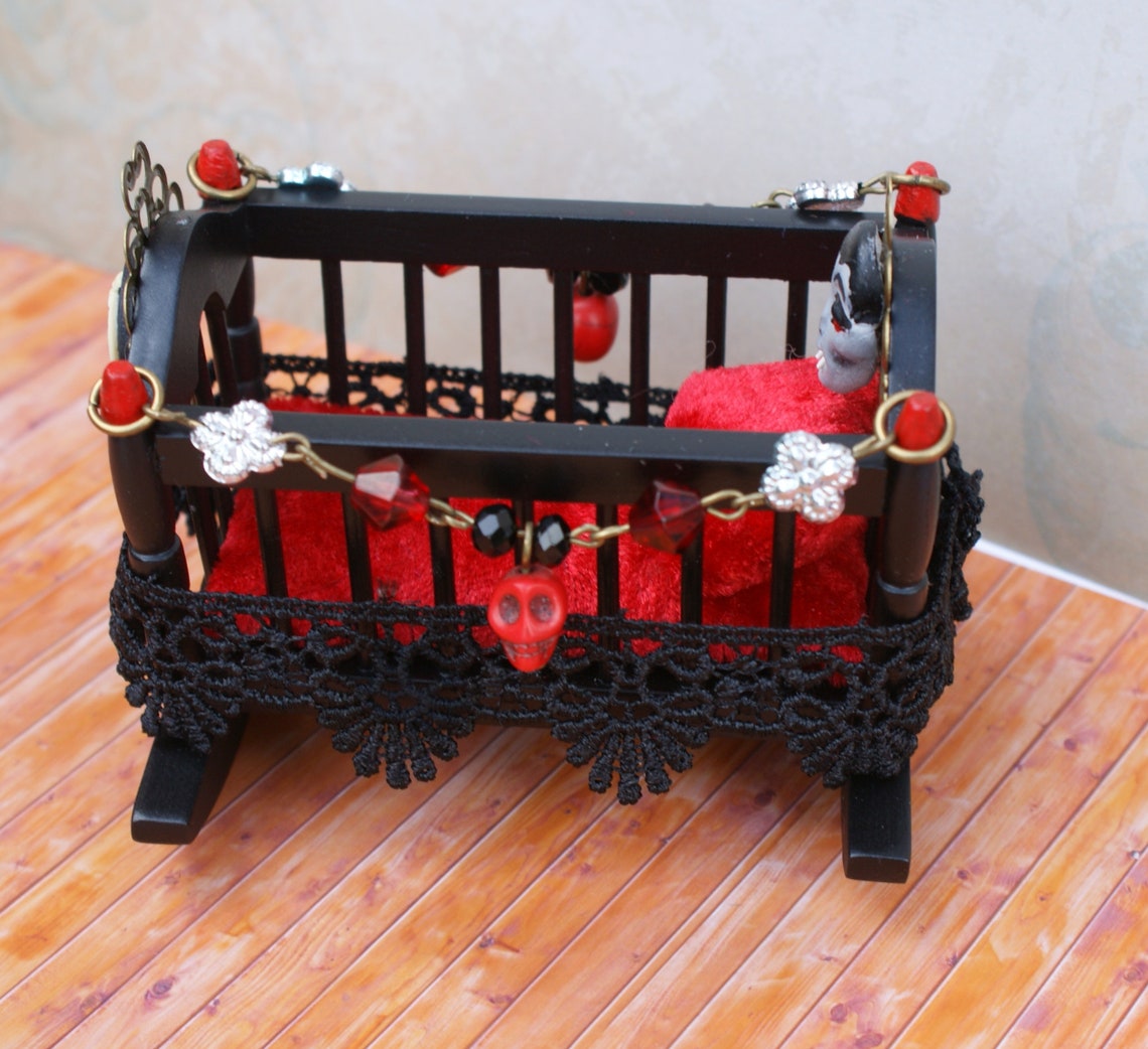 Dolls Rocking Cradle Spooky Vampire Cot 12th Scale Crib | Etsy