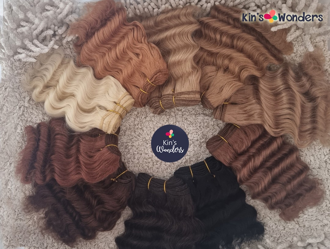 Wavy Natural Goat Hair Wefted Doll Hair Blonde, Brown, Blythe BJD ...