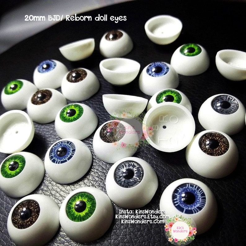 20mm BJD/ Reborn Doll Eyes - 1 Pair Gray, Blue, Brown, Polymer Clay ...