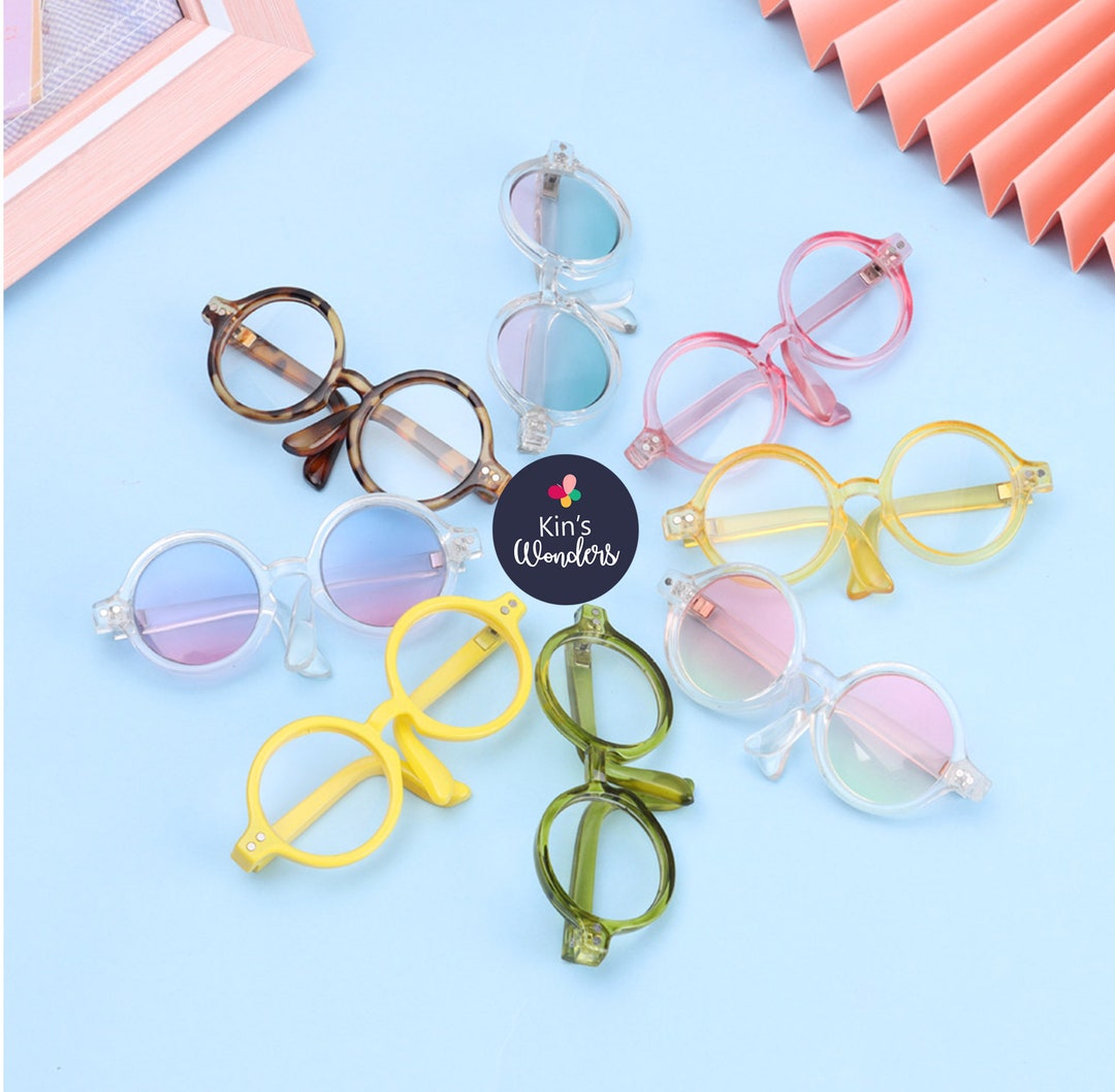 Round Frame Clear Blythe Pullip American Girl Glasses Black Pink Cute