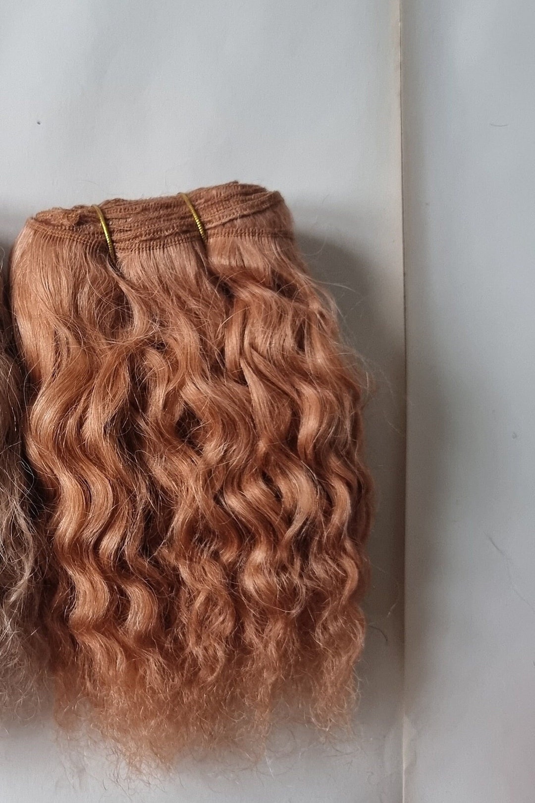 Copper Wavy Mohair Weft 1.2m Hair Extension | Natural Doll Hair Weft ...