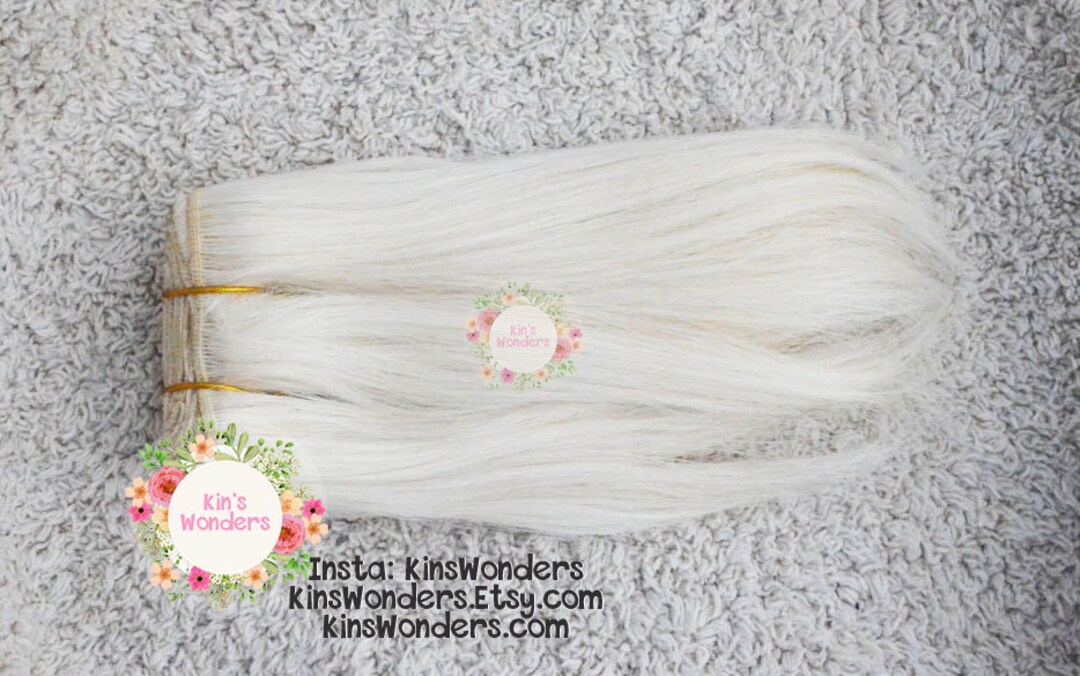 Wefted Mohair Straight Hair Light Blonde Blythe, BJD, Mohair Goat ...