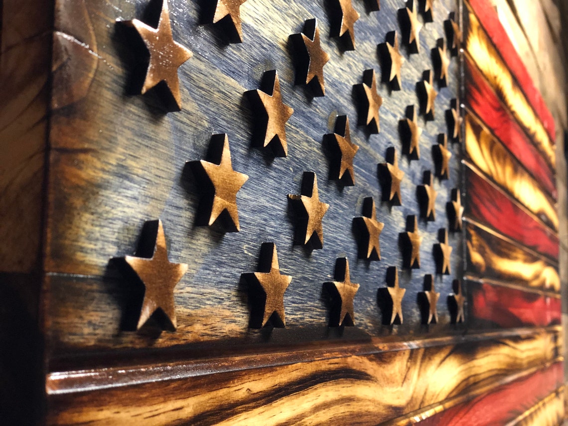 Wooden American Flag American Decor Gift for Him Gift for | Etsy