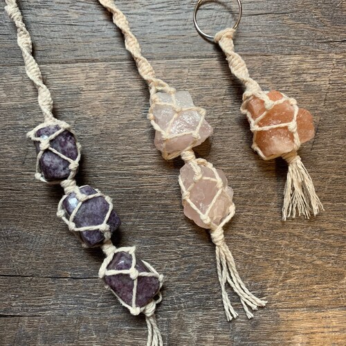 Crystal Macrame Car Mirror Hanging/ Key Chains | Etsy