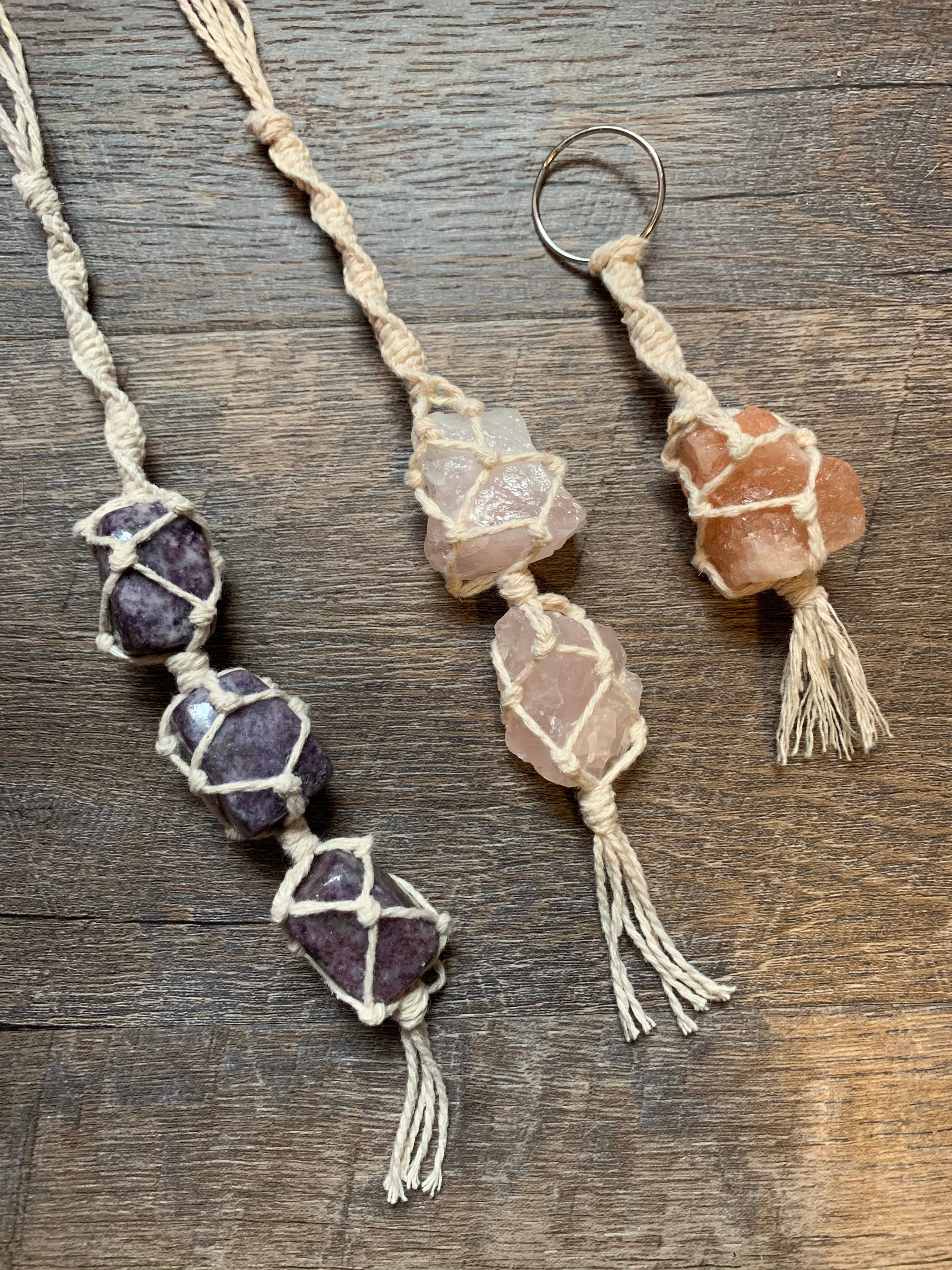 Crystal Macrame Car Mirror Hanging/ Key Chains | Etsy