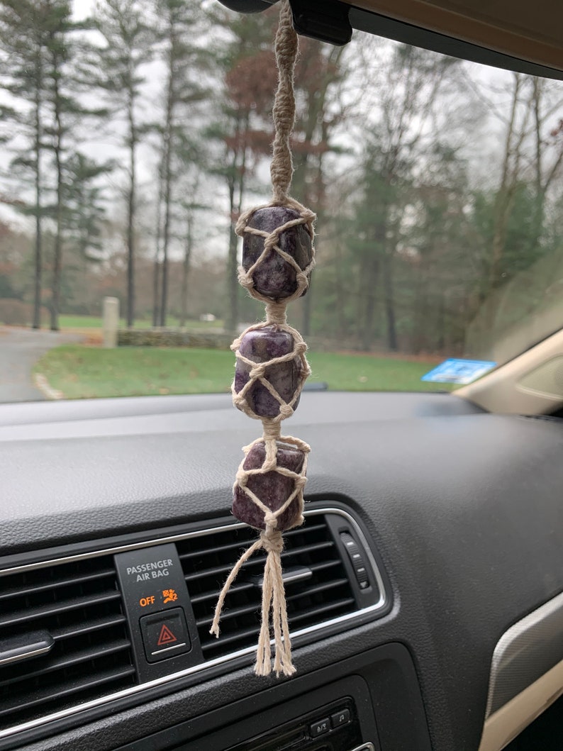 Crystal Macrame Car Mirror Hanging/ Key Chains | Etsy