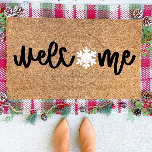 Let It Snow Doormat Snowman Doormat Welcome Mat Winter - Etsy