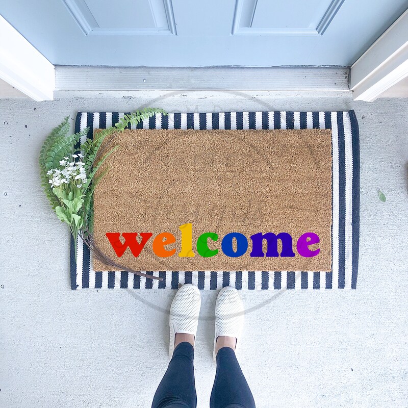 Rainbow Doormat - Etsy