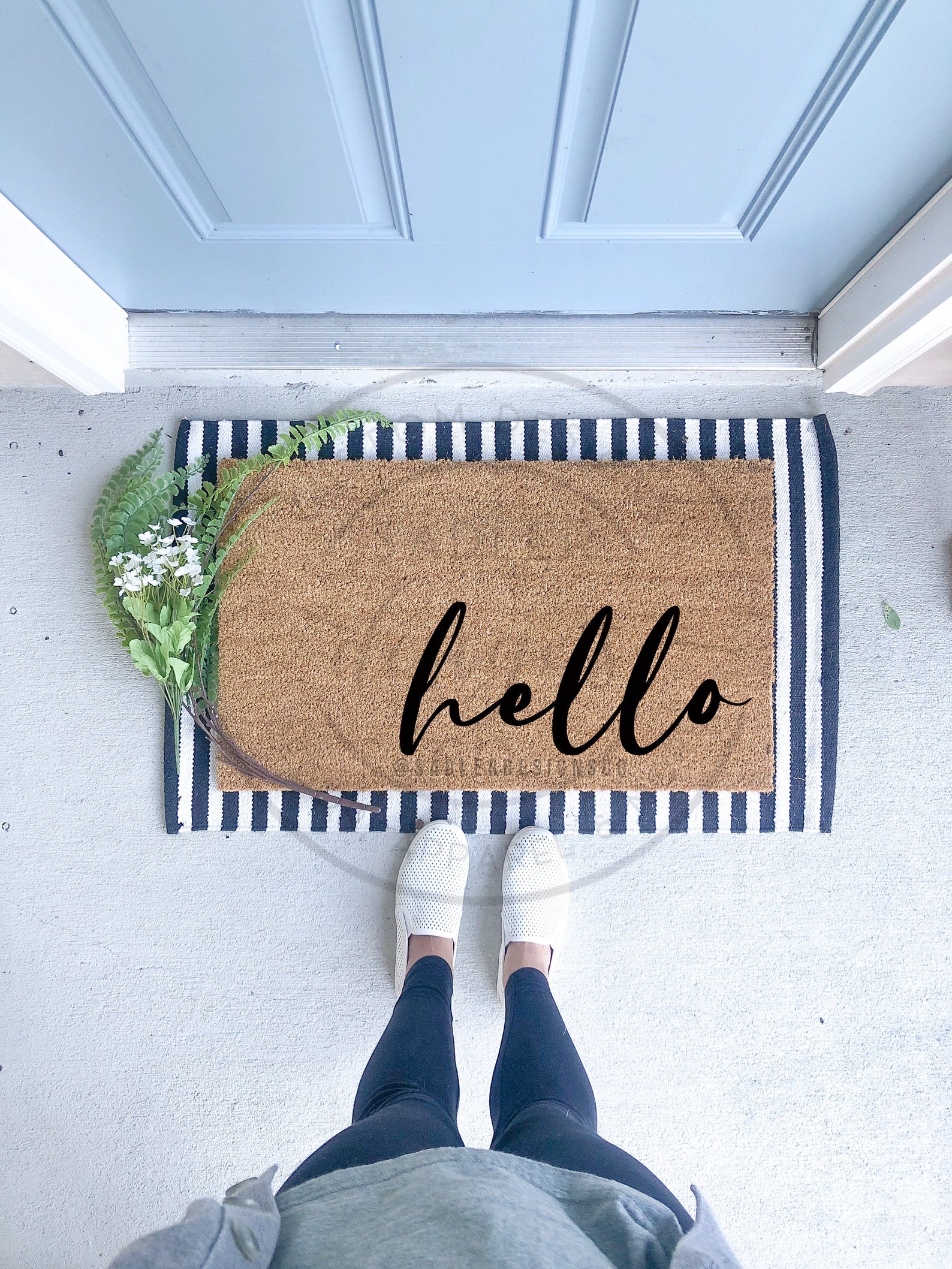 Hello Door Mat Front Porch Patio Decor | Etsy