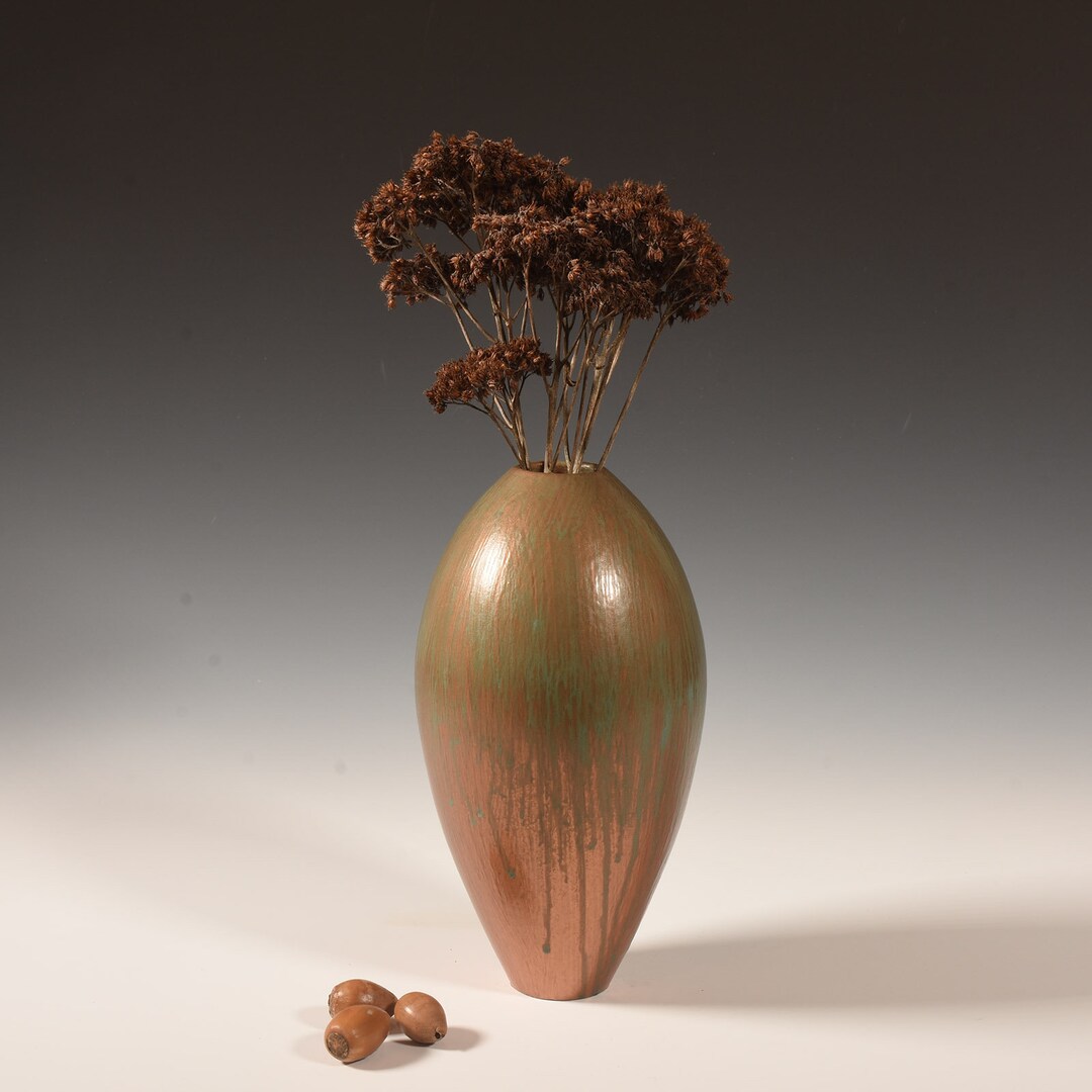 Aged Copper Poplar Wood Turned Vase Hollow Form - Etsy