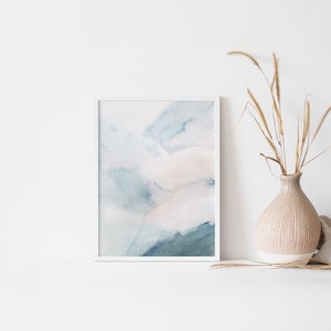 Blush Pink and Navy Print, Printable Watercolor Print, Blush and Blue ...