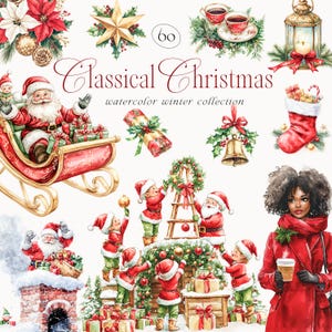 Watercolor Festive Winter Clipart - Winter Bundle - Christmas Bundle ...