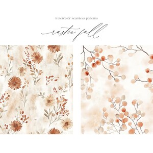 Watercolor Autumn Mood Seamless Patterns, Cozy Neutral Fall Pattern ...