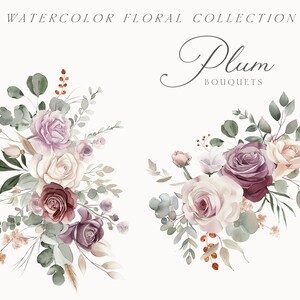 Watercolor Plum Floral Clipart - Plum Flowers - Floral Clipart ...