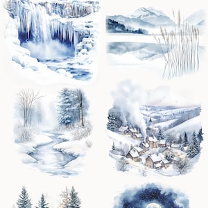 Watercolor Winter Clipart - Winter Wonderland Clipart - Christmas Cards ...