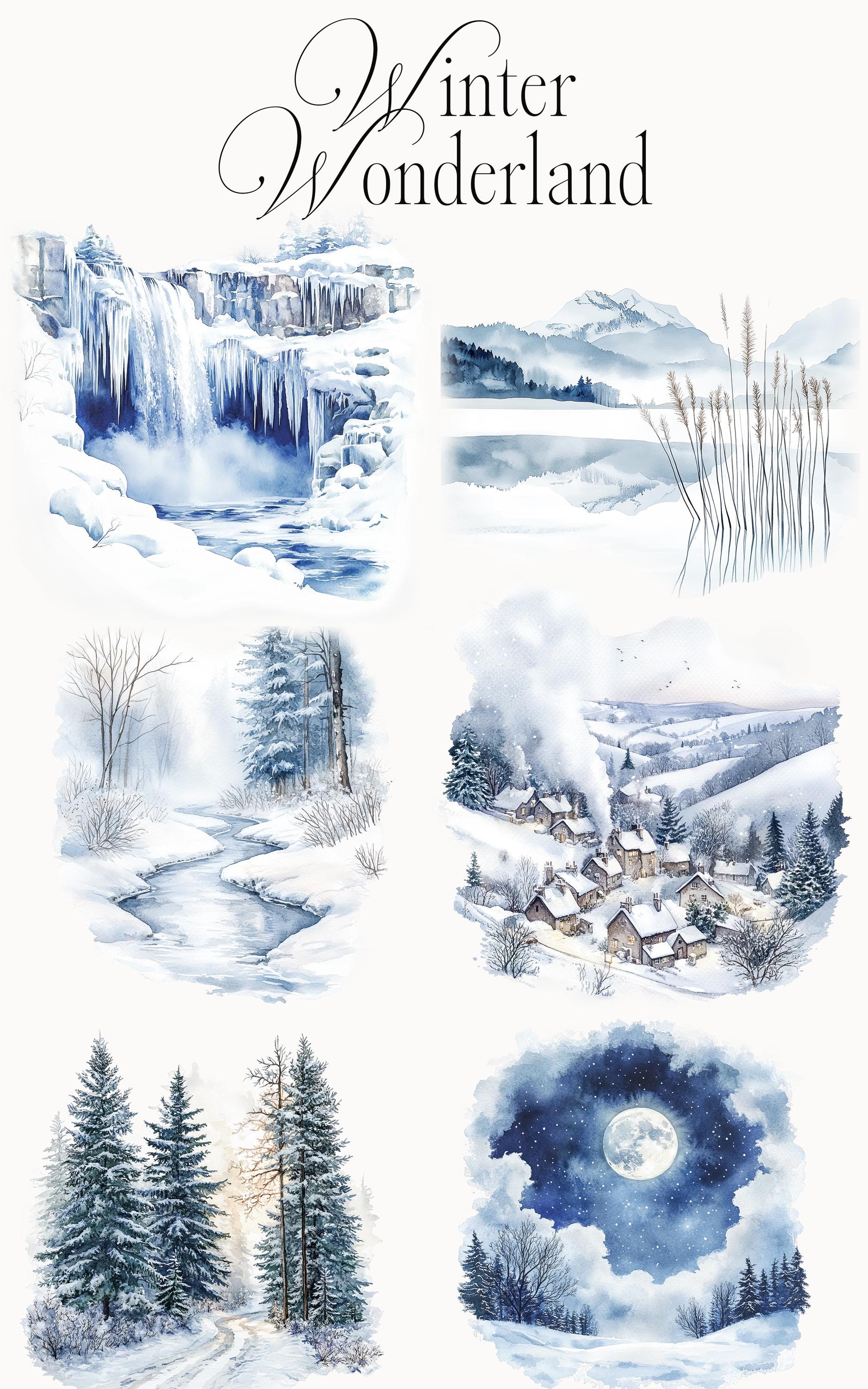 Watercolor Winter Clipart - Winter Wonderland Clipart - Christmas Cards ...
