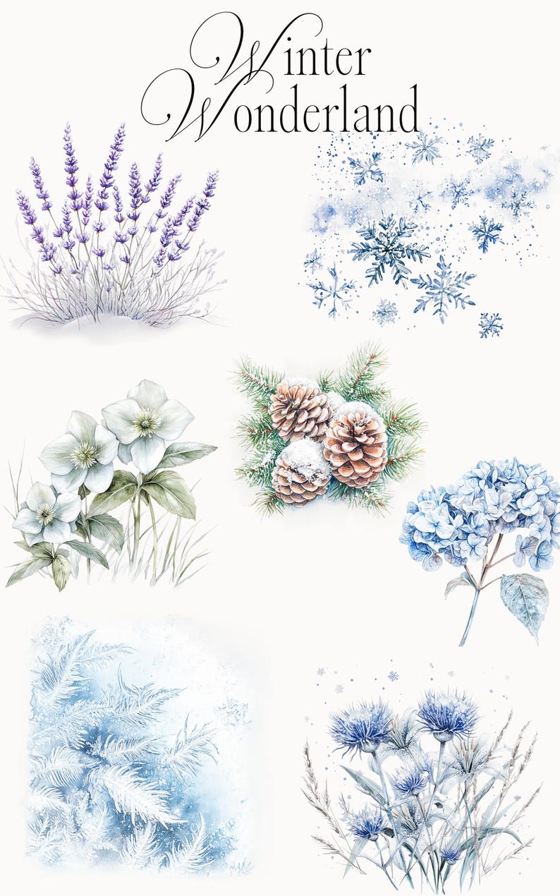 Watercolor Winter Clipart - Winter Wonderland Clipart - Christmas Cards ...