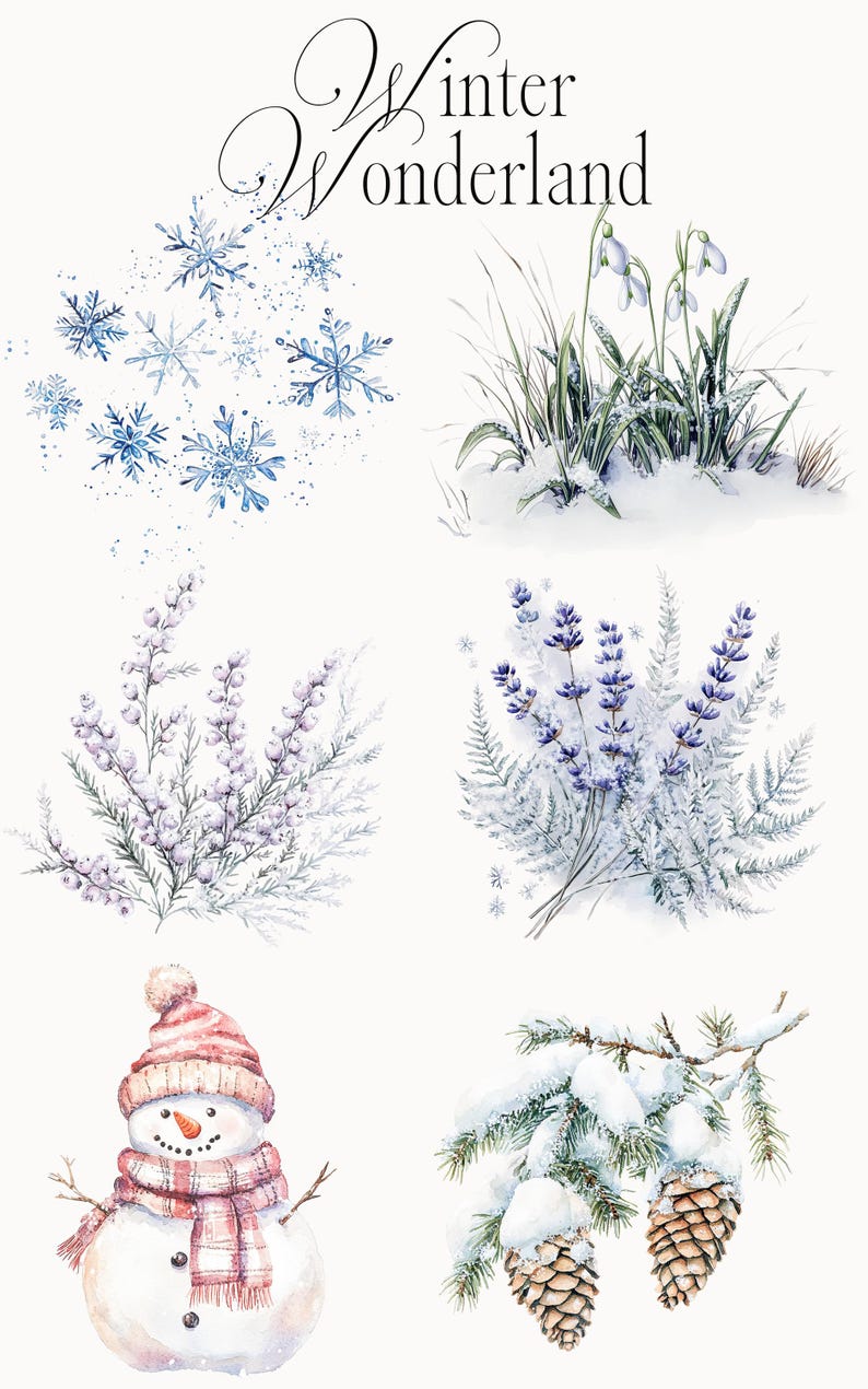 Watercolor Winter Clipart - Winter Wonderland Clipart - Christmas Cards ...