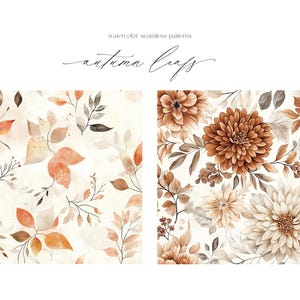 Seamless Watercolor Fall Leave Patterns - Seamless Patterns - Repeating ...