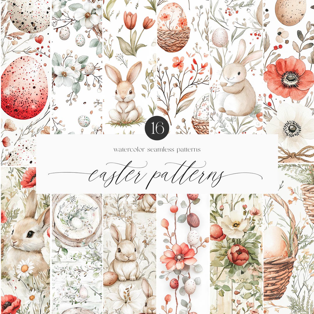 Watercolor Easter Seamless Patterns, Easter Patterns, Seamless Patterns ...