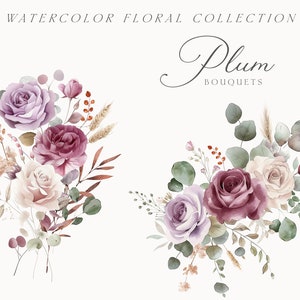 Watercolor Plum Floral Clipart - Plum Flowers - Floral Clipart ...