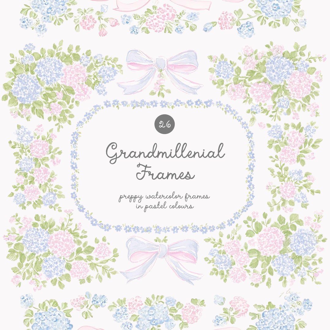 Watercolor Grandmillennial Clipart Set - Granny Chic - Digital Download ...