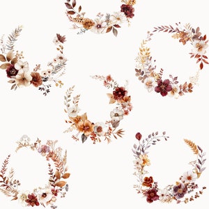 Watercolor Burgundy Floral Clipart - Burgundy Flowers - Burgundy ...