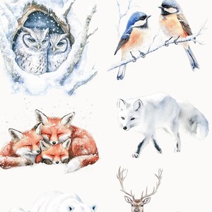 Watercolor Winter Clipart - Winter Wonderland Clipart - Christmas Cards ...