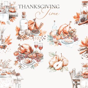 Thanksgiving Watercolor Clipart - Harvest Clipart - Turkey Clipart ...