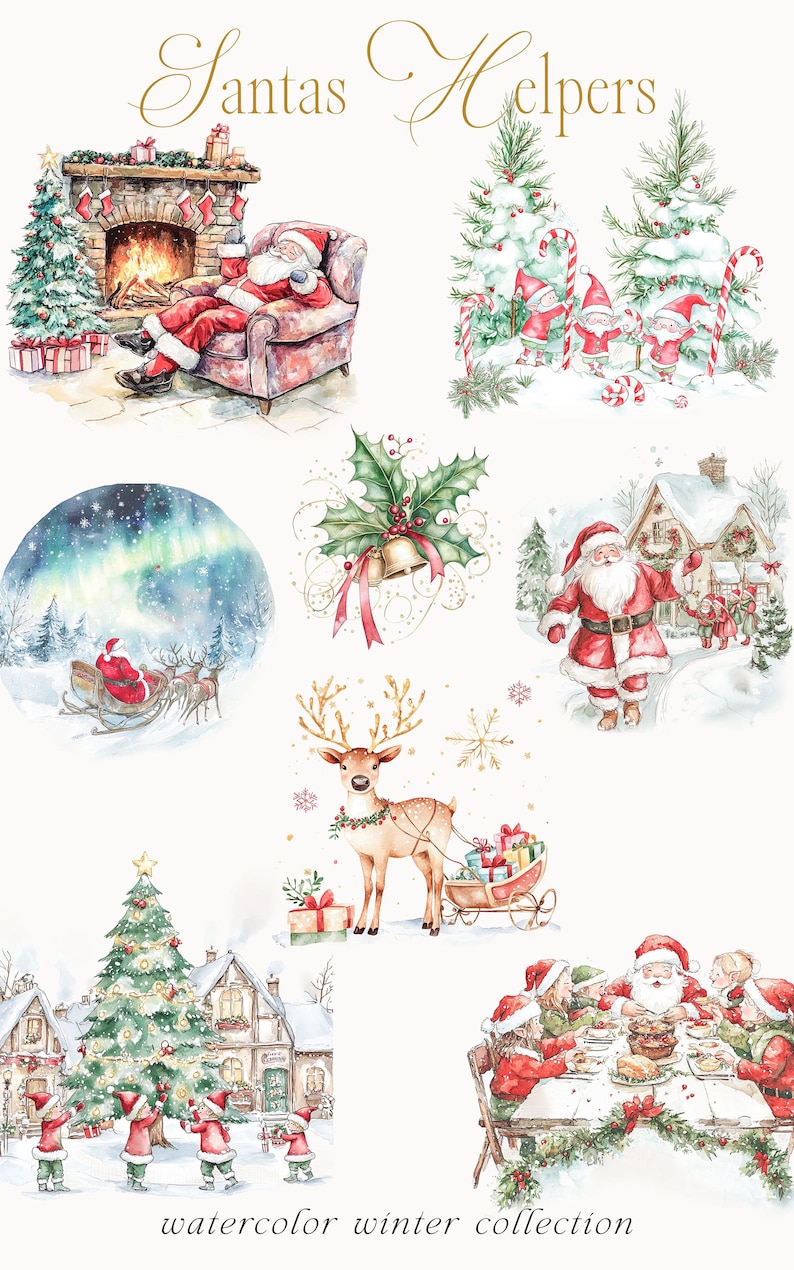 Watercolor Christmas Clipart - Watercolor Santa Claus Clipart ...