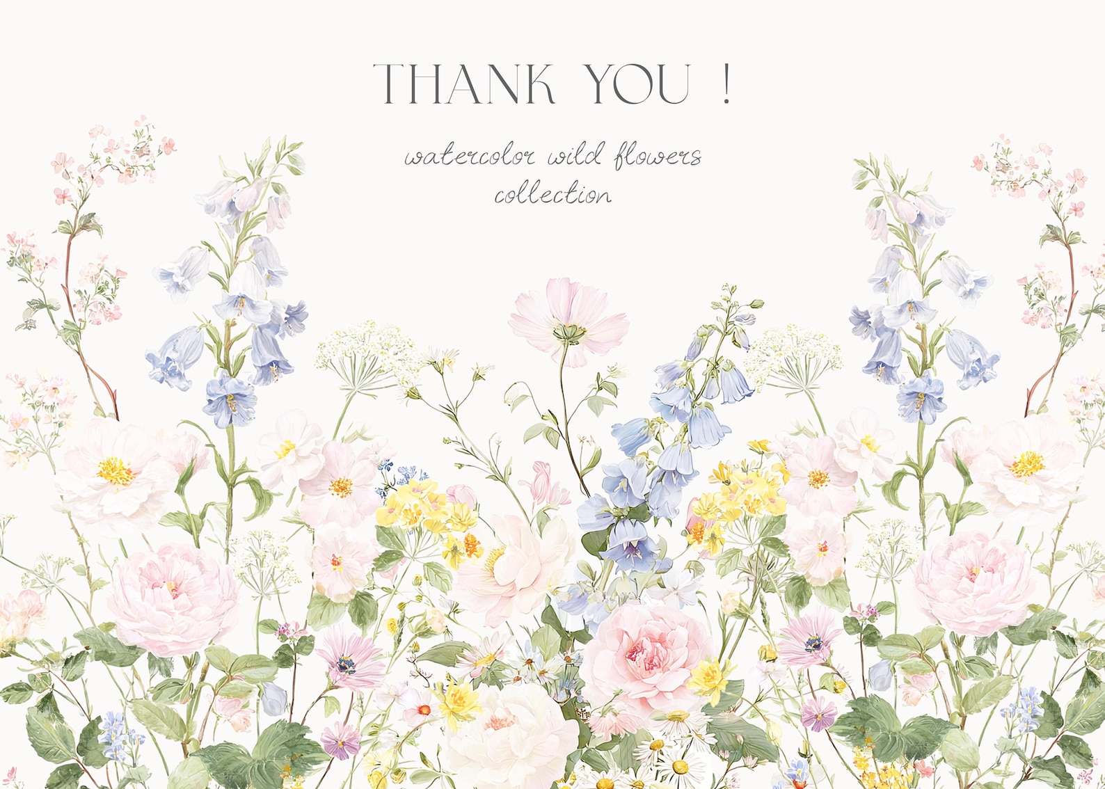 Watercolor Pastel Floral Clipart - Wild Flowers Borders - Wild Floral ...