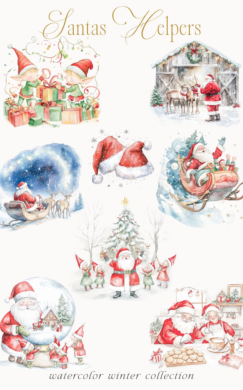 Watercolor Christmas Clipart - Watercolor Santa Claus Clipart ...