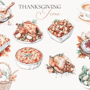 Thanksgiving Watercolor Clipart - Harvest Clipart - Turkey Clipart ...