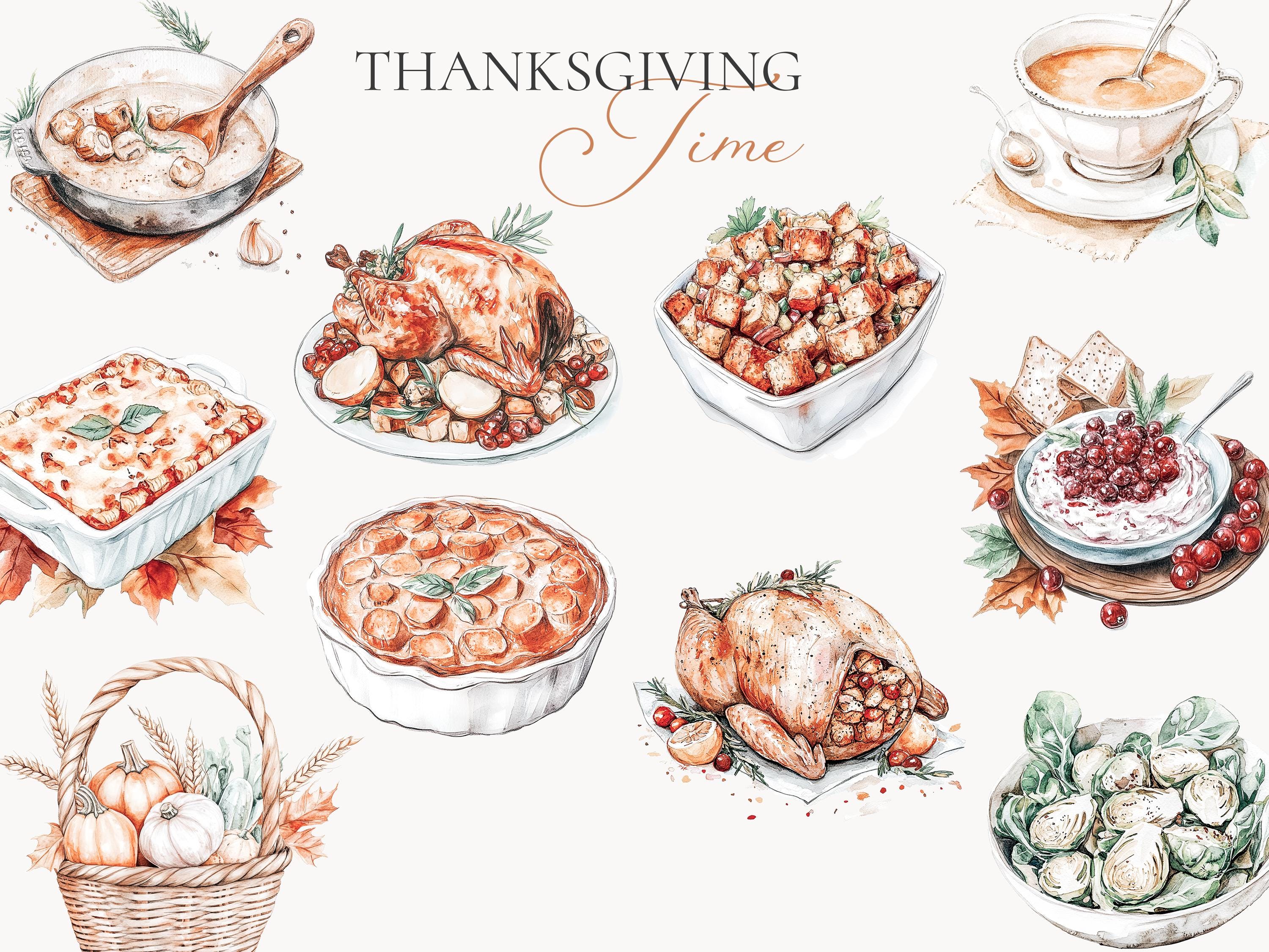 Thanksgiving Watercolor Clipart - Harvest Clipart - Turkey Clipart ...
