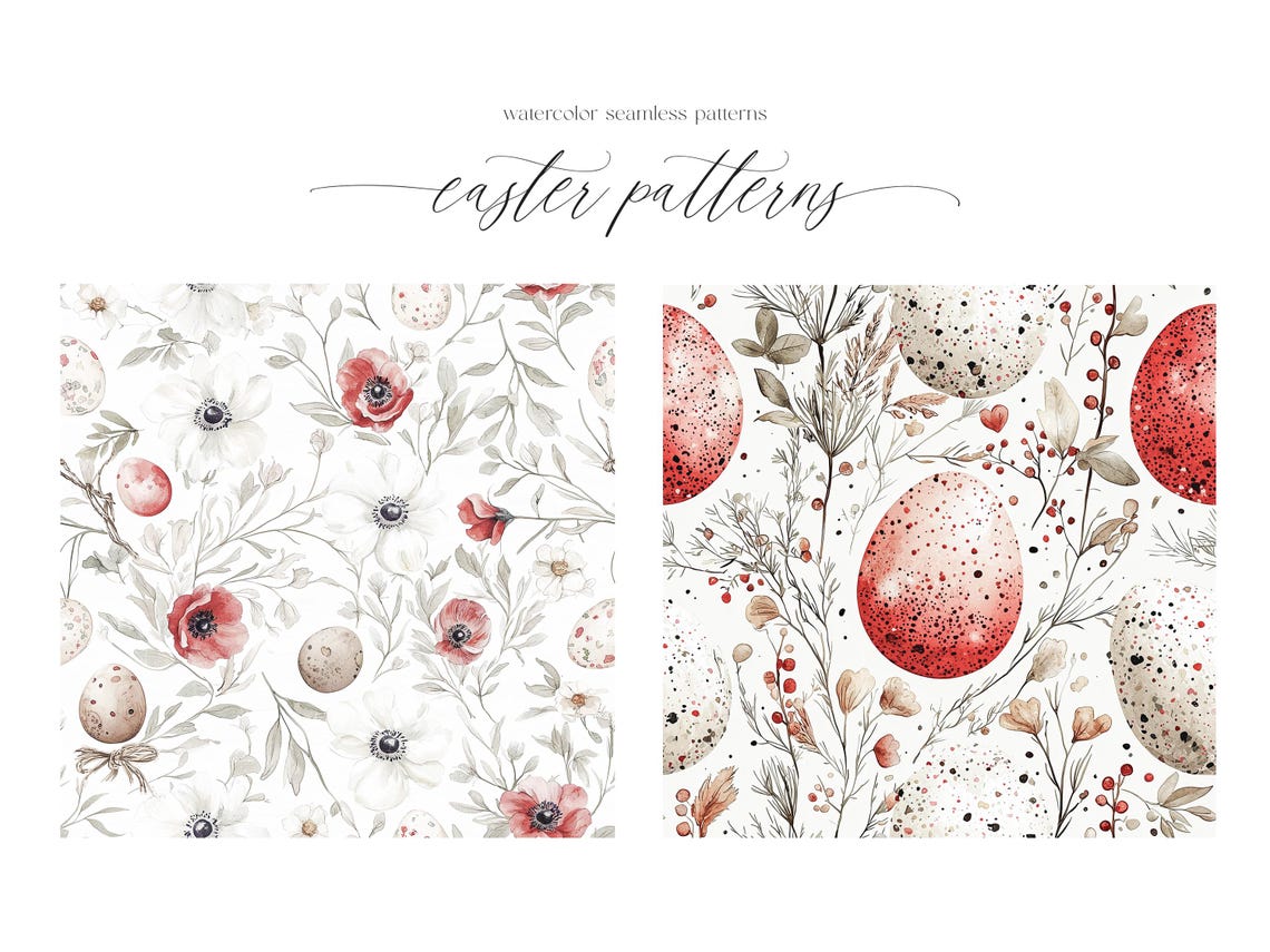 Watercolor Easter Seamless Patterns, Easter Patterns, Seamless Patterns ...