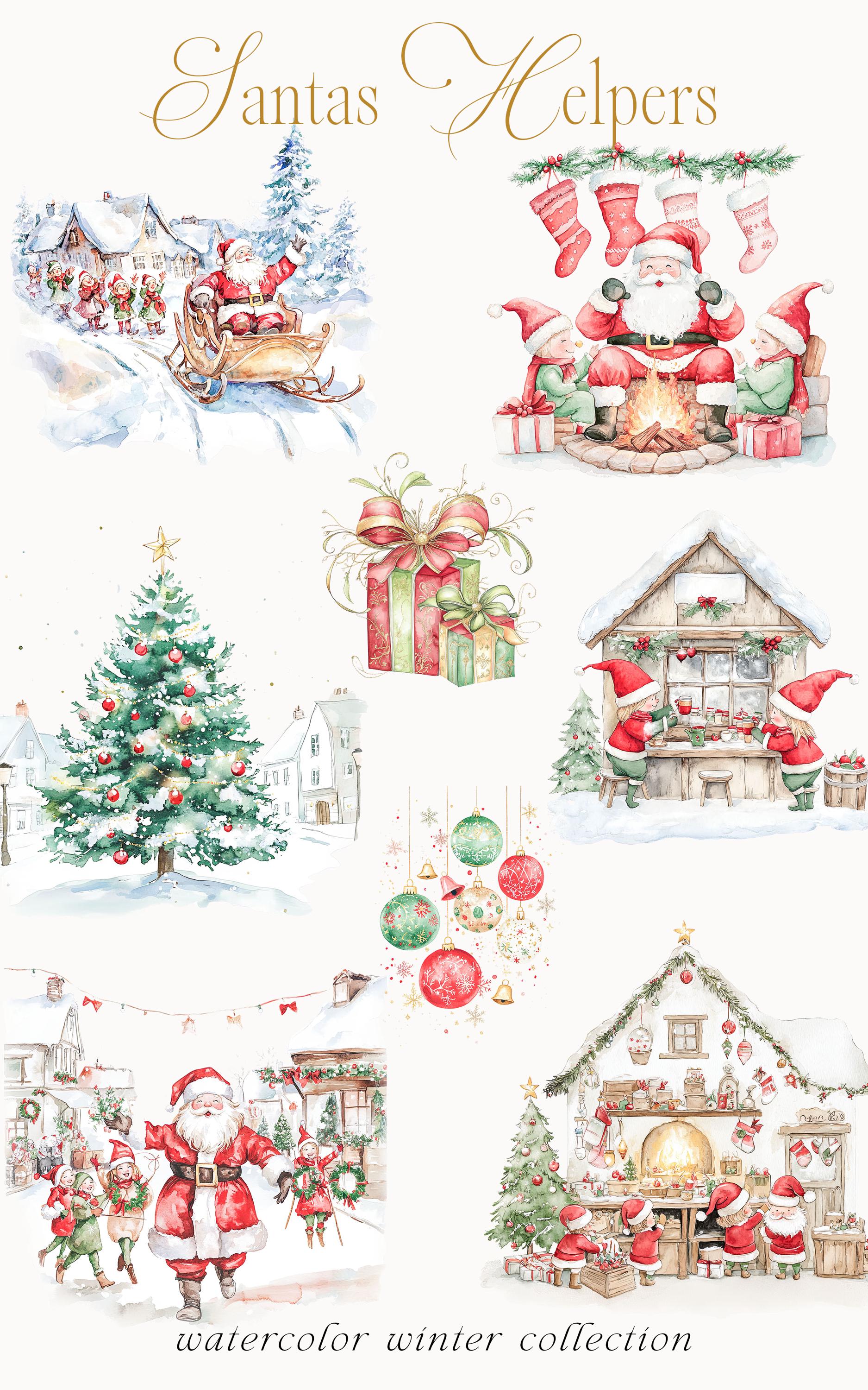 Watercolor Christmas Clipart - Watercolor Santa Claus Clipart ...