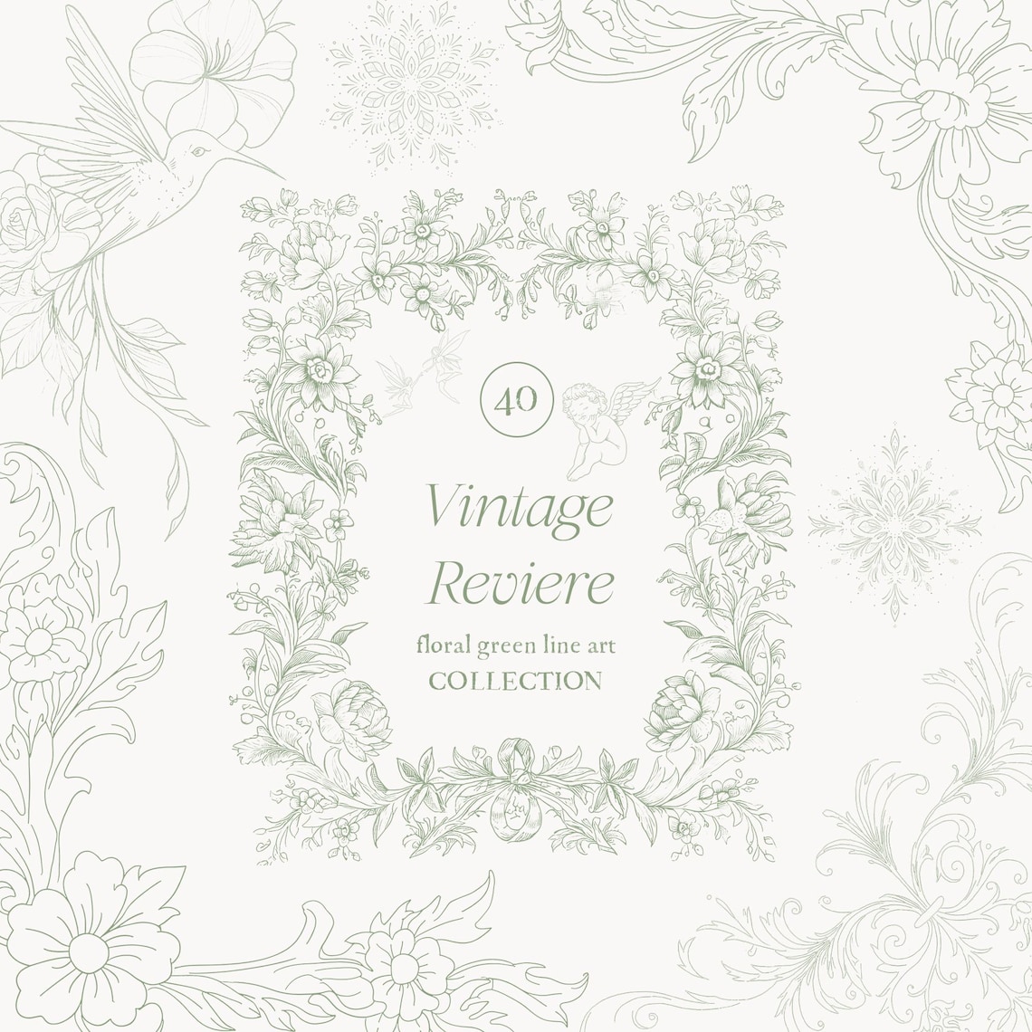 Baroque Line Art Bundle - Wedding Clipart- Vintage Victorian Wedding ...