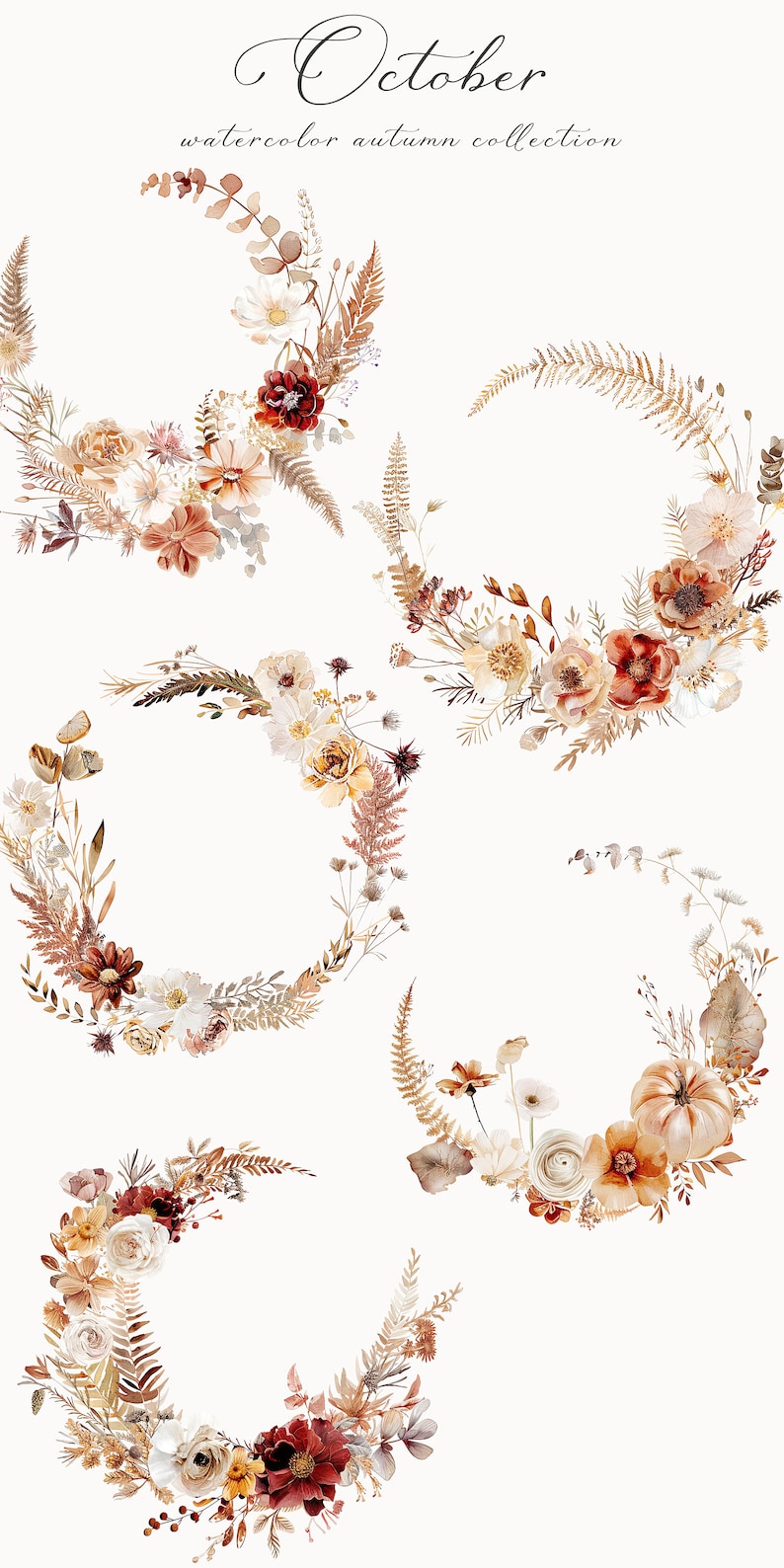 Watercolor Autumn Bouquets - Autumn Clipart - Fall Clipart - Pumpkin ...