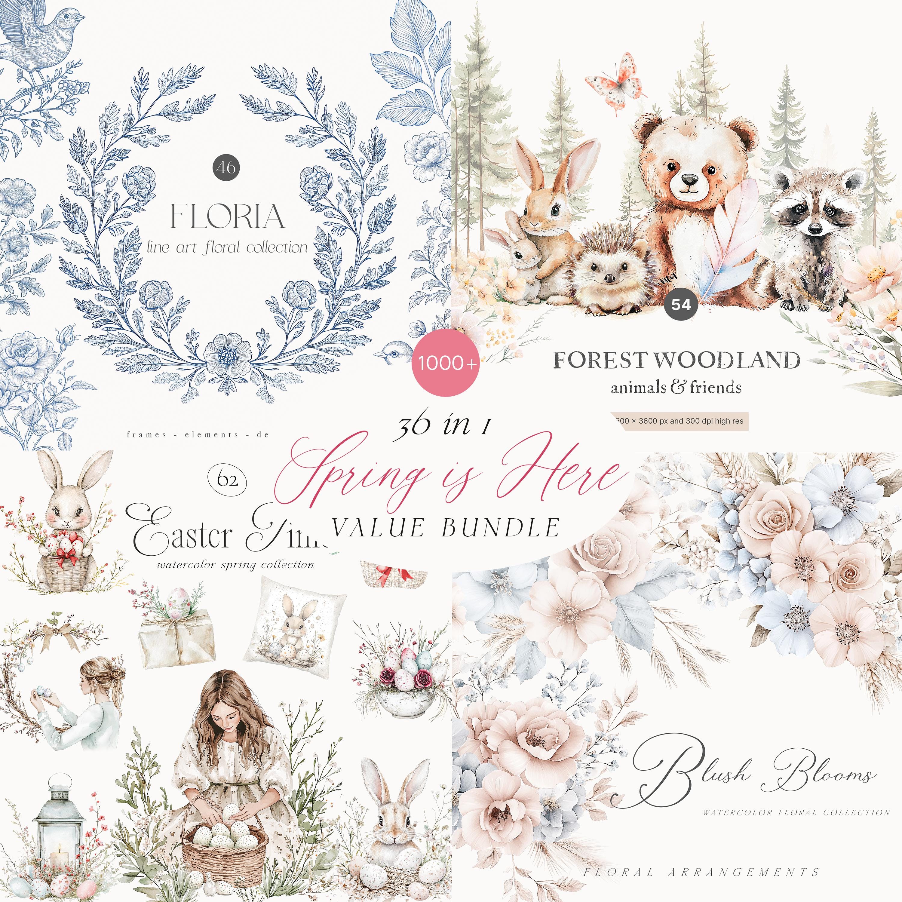 Watercolor Spring Clipart Bundle-watercolor Spring Clipart Bundle ...