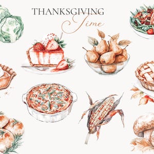 Thanksgiving Watercolor Clipart - Harvest Clipart - Turkey Clipart ...