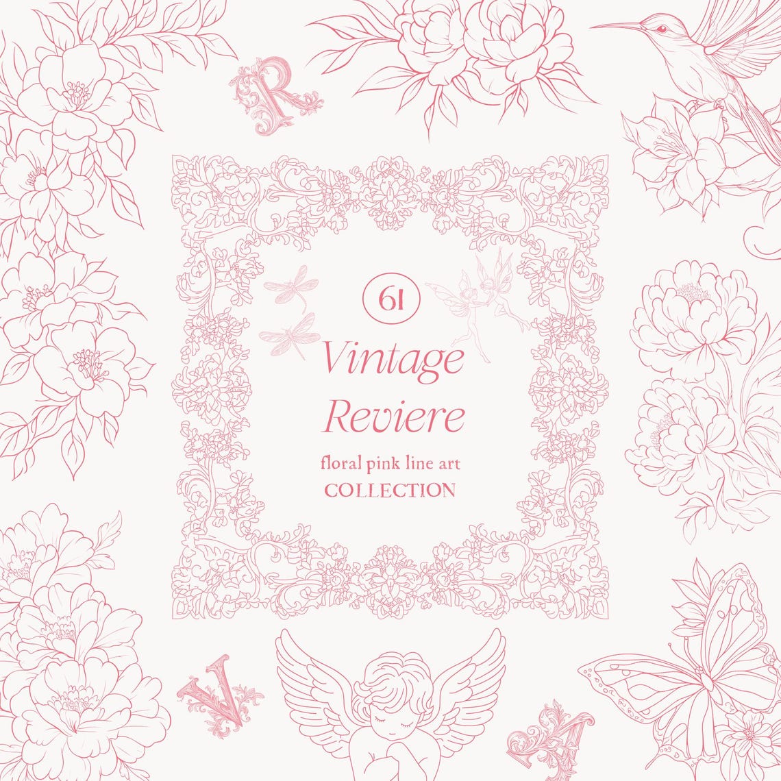 Baroque Line Art Bundle - Wedding Clipart- Vintage Victorian Wedding ...
