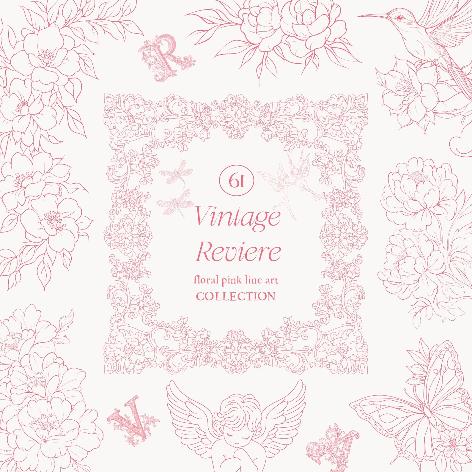 Baroque Line Art Bundle - Wedding Clipart- Vintage Victorian Wedding ...