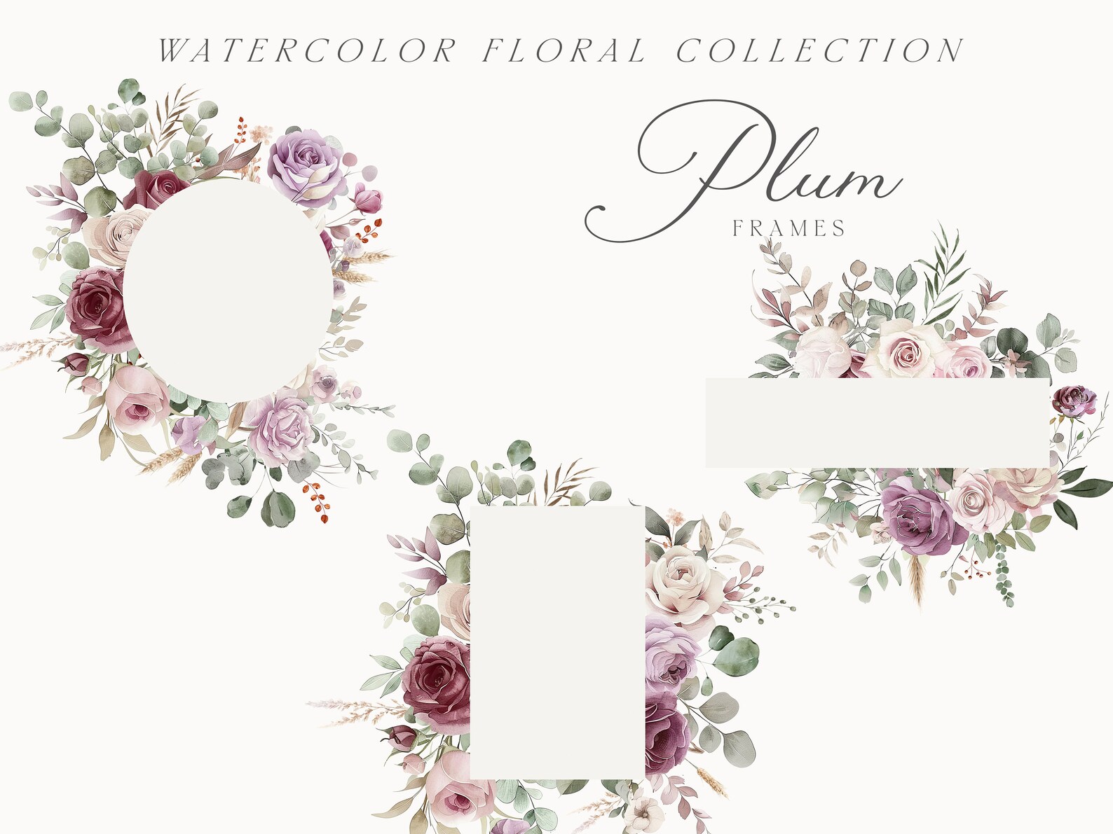 Watercolor Plum Floral Clipart - Plum Flowers - Floral Clipart ...