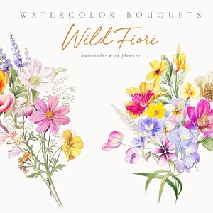 Watercolor Wild Colorful Florals - Wild Floral Clipart - Wild Flowers ...